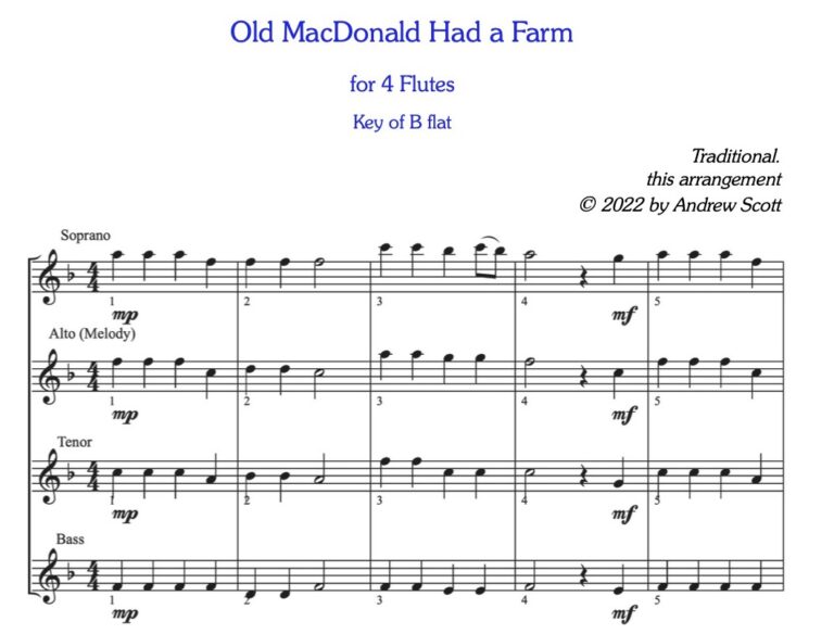Old MacDonald Had a Farm - Flute Quartet - Andrew Scott Music
